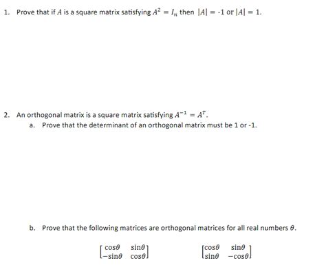 solved 1 prove that if a is a square matrix satisfying
