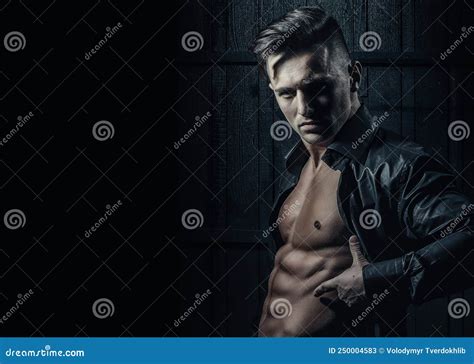 Sexy Sportmuskeltrainer Entzogen Mann Mit Nacktem Torso Männliche Bauch Und Körper Nackter