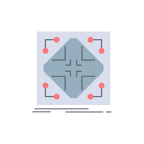 Data Infrastructure Network Matrix Grid Flat Color Icon Vector