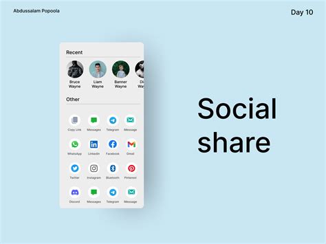 Social Share Page Daily Ui By Abdussalam Popoola Ui Ux Designer Available For Remote