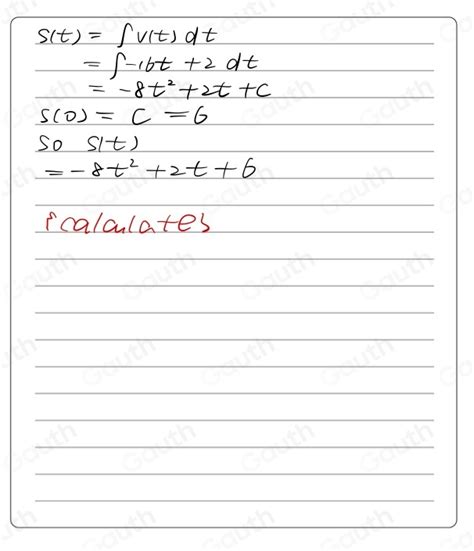 Solved The Velocity In Ft Sec Of A Particle Is Given By V T 16t 2 Find The Position Function
