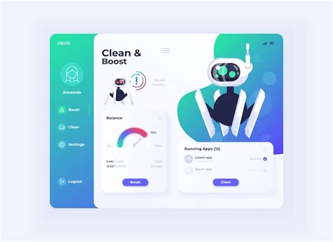 Premium Vector Clean And Boost Tablet Interface Vector Template Mobile App Page Day Mode