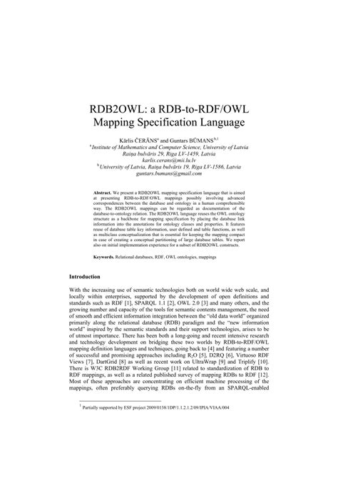 PDF RDB2OWL A RDB To RDF OWL Mapping Specification Language