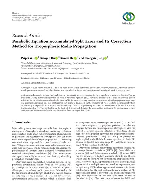 Pdf Parabolic Equation Accumulated Split Error And Its Correction Method For Tropospheric