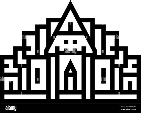 Buddhist Temple Buddhism Line Icon Vector Illustration Stock Vector