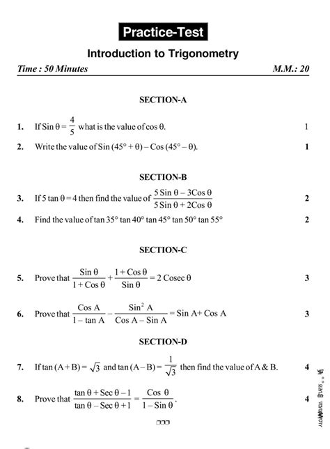Class 10 Maths Notes For Introduction To Trigonometry Pdf Study
