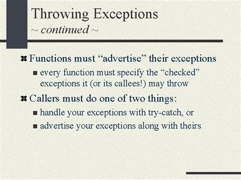 Understanding Java Exceptions Outline What Exceptions Are For