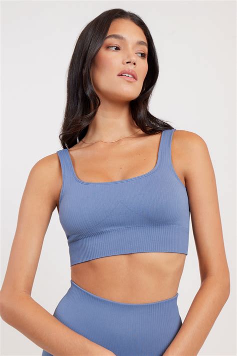 Aimn Ribbed Seamless Bra Arctica Blue Stylerunner