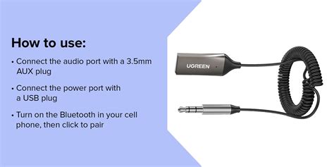 Ugreen Bluetooth Car Receiver Bluetooth Version 5 3 Transmission Range 10m USB 2 0 To 3 5mm