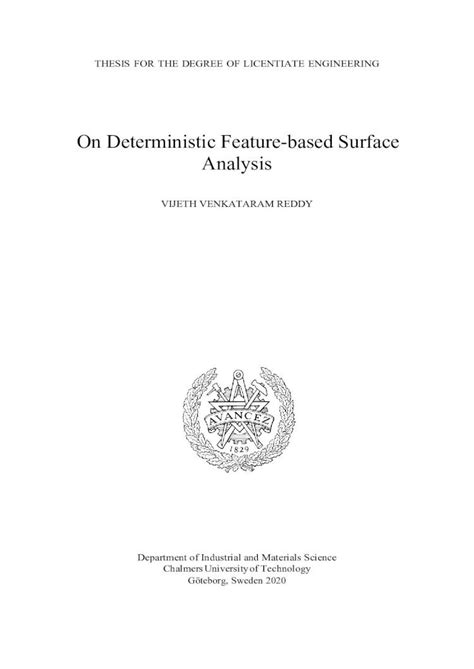 pdf on deterministic feature based surface analysis · this thesis