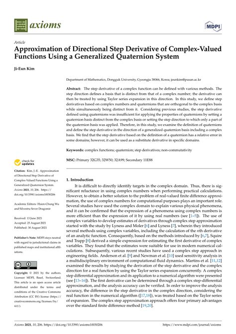 Pdf Approximation Of Directional Step Derivative Of Complex Valued Functions Using A