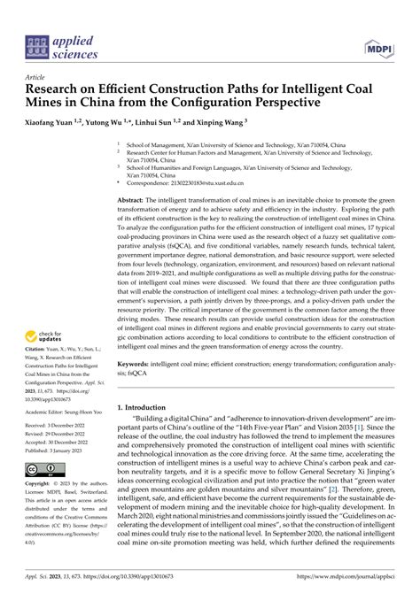 Pdf Research On Efficient Construction Paths For Intelligent Coal