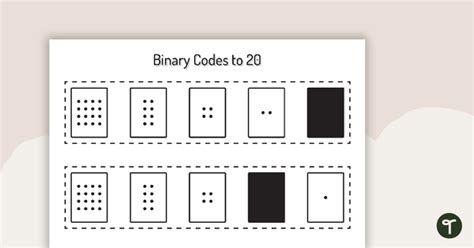 Binary Codes With Guide Dots To 20 Cards Teaching Resource Teach Starter