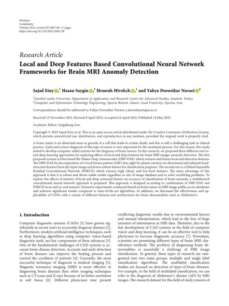 PDF Local And Deep Features Based Convolutional Neural Network Frameworks For Brain MRI
