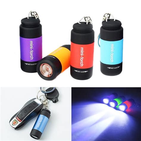 미니 손전등 LED 휴대용 키 체인 라이트 USB 충전식 야외 방수 토치 램프 조명 캠핑 멀티 컬러 손전등 AliExpress