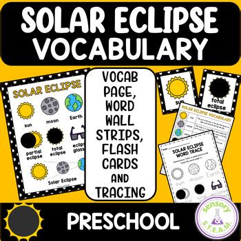 SOLAR ECLIPSE VOCABULARY PAGE Word Wall Definitions Color Tracing Sheet