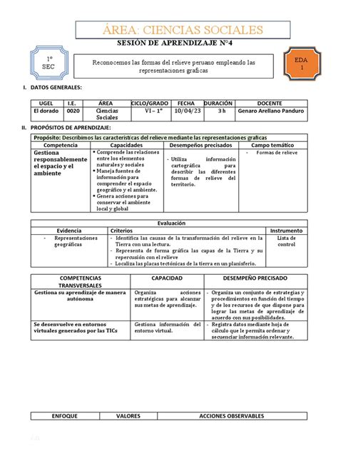 1° sesión de aprendizaje sesión 4 sem 2 1 exp 1 pdf aprendizaje