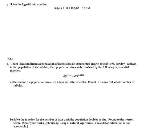 Solved Solve The Logarithmic Equation Logs X Chegg Com