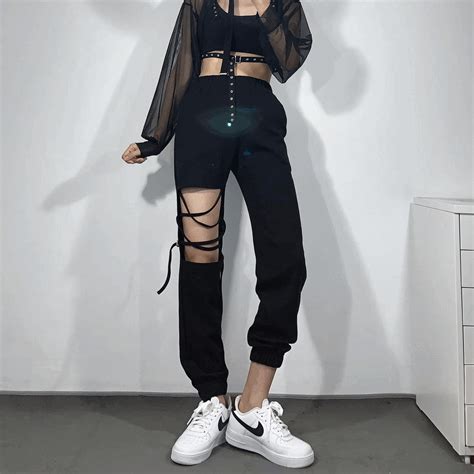 초특가당일출고11할인당일출고1x 언발트임 조거p 하이웨스트 일자핏 밴딩 고무줄 절개 스트랩 크로스 트레이닝 바지