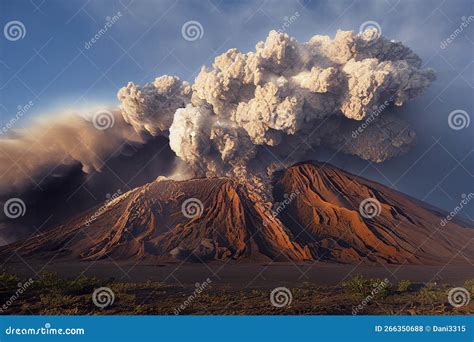 Pyroclastic Flow Spreading Out From An Erupting Volcano Stock Illustration Illustration Of