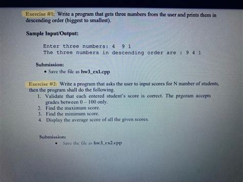 Exercise 1 Write A Program That Gets Three Numbers