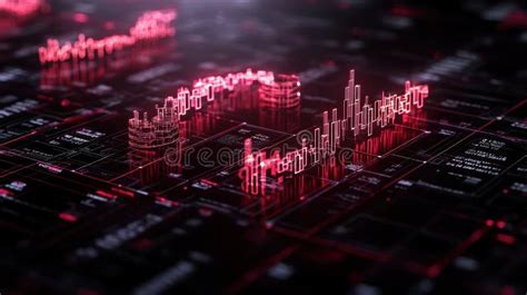 A Futuristic Digital Interface Displaying Glowing Red Data Charts And