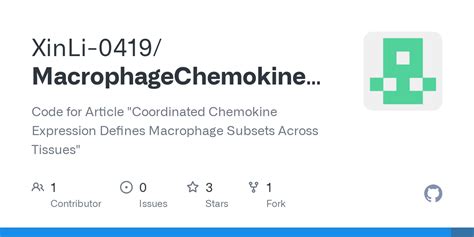 GitHub XinLi MacrophageChemokineHeterogeneity Code For Article Coordinated Chemokine
