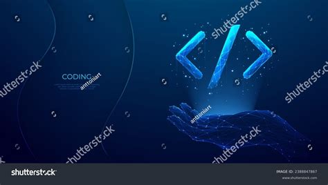 Abstract Hand Holding Digital Programming Code Stock Vector Royalty Free 2388847867 Shutterstock