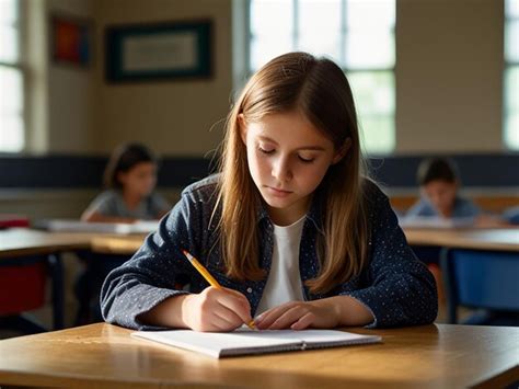 School Students Engaged In Writing Assignment In Classroom With Natural