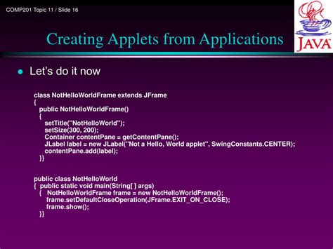 Ppt Comp201 Java Programming Part Ii Gui Programming Powerpoint