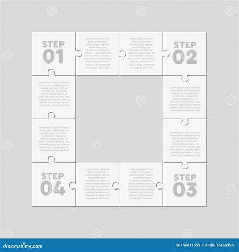 Four Jigsaw Puzzle Square Diagram Info Graphic Stock Vector Illustration Of Idea Clipart
