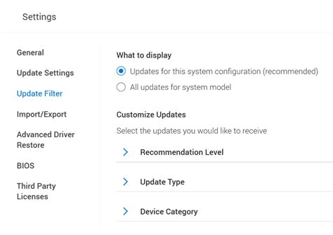 Dell Command Update Update Filter Setting DELL Technologies