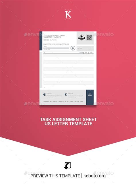 Task Assignment Sheet Us Letter Template By Keboto Graphicriver