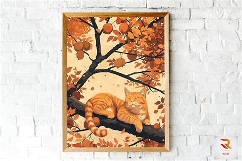 Cat Under Autumn Leaves Canopy Wall Art Graphic By Ricco Art · Creative
