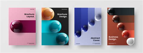 신선한 엽서 디자인 벡터 템플릿 컬렉션입니다 깨끗한 3d 구 전단지 개념 조성물 A4 용지에 대한 스톡 벡터 아트 및 기타 이미지 A4 용지 개념 개체 그룹 Istock