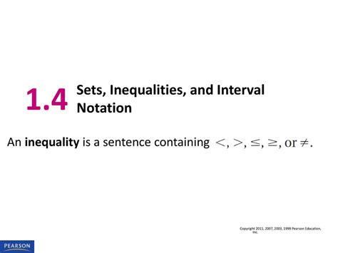 A 1 4 Sets Inequalities And Interval Notation Ppt Download