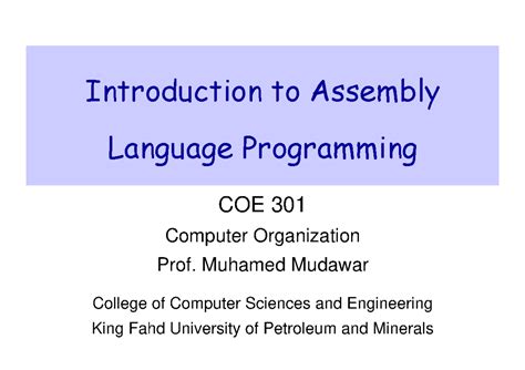 02 introduction assembly language introduction to assembly language