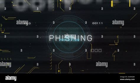 Image Of Phishing Text And Digital Data Processing Over Black
