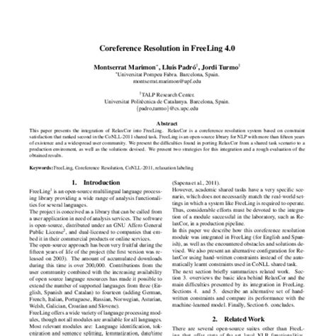 Coreference Resolution In Freeling 40 Acl Anthology