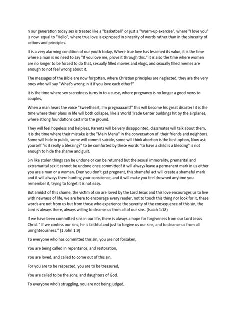 Pre Marital Sex Sermon Pdf Forgiveness Sin