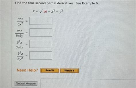Solved Find The Four Second Partial Derivatives See Example Chegg