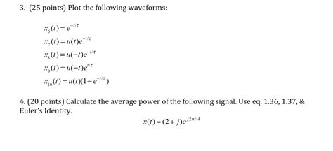 Solved 3 25 Points Plot The Following Waveforms