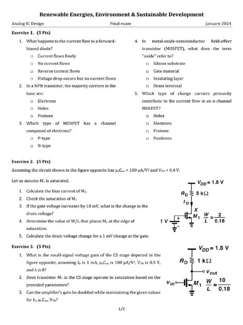 Analog Ic Design Final Exam 2024 Pdf