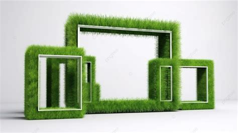 잔디가 있는 골판지 프레임 흰색 배경에 3d 렌더링 녹색 잔디 프레임 고화질 사진 사진 배경 일러스트 및 사진 무료 다운로드 Pngtree