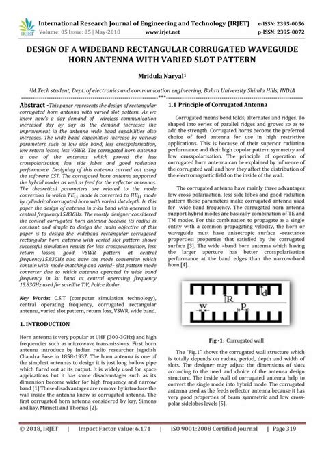 Pdf Design Of A Wideband Rectangular Corrugated Waveguide · 21