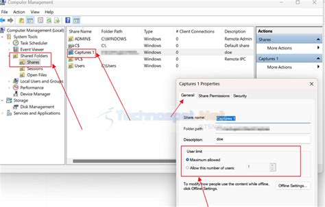 limit the number of simultaneous users on shared folders in windows