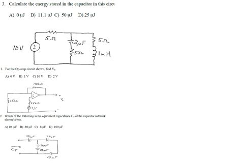 Solved 3 Calculate The Energy Stored In The Capacitor In