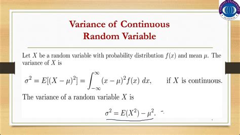 expected value and variance of continuous random variable youtube