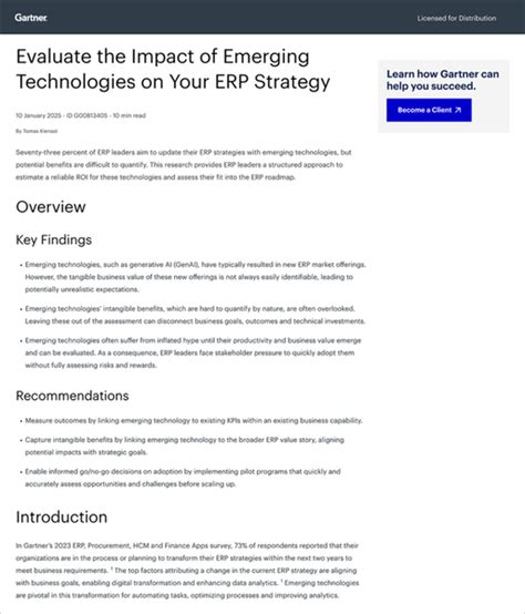 Erp Tech Evaluation Framework Gartner Infor