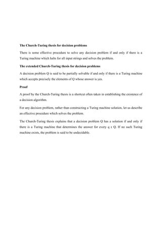 Churchthesis Docx Turing Machine And Undecidability DOCX Programming Languages Computing